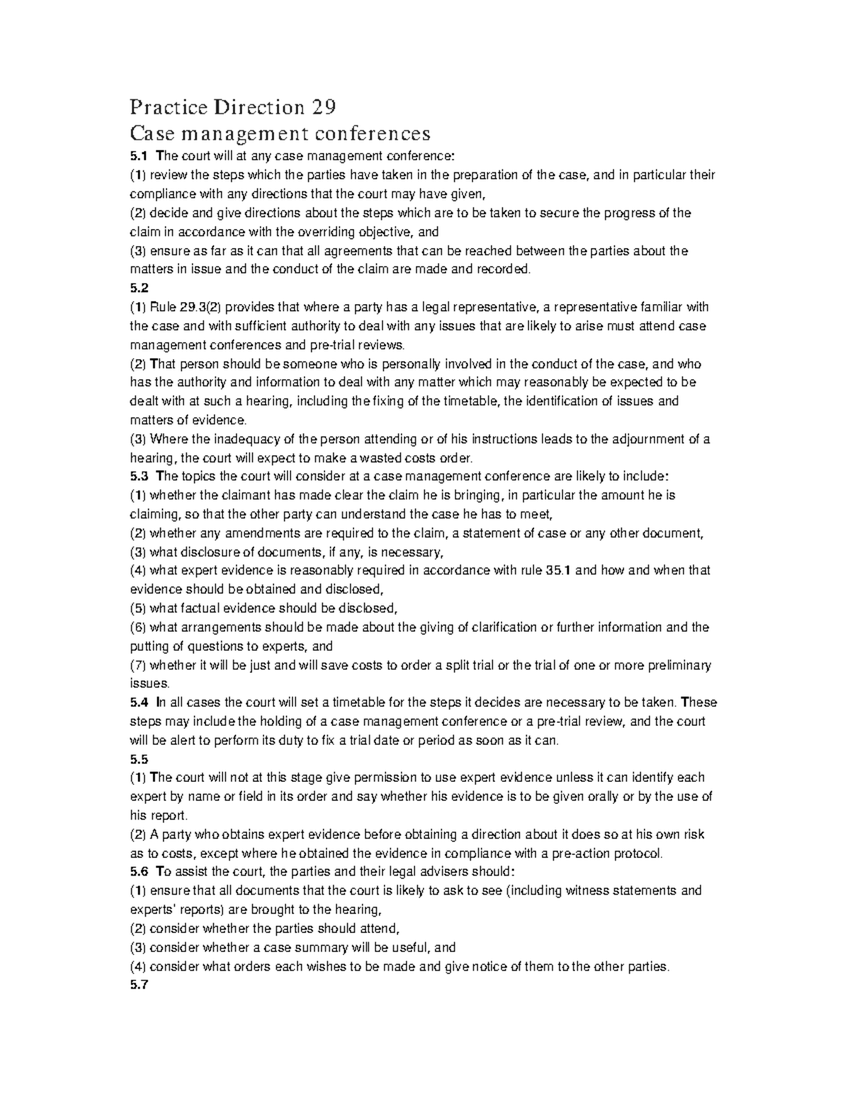 PD29 - Practice Direction 29 Case management conferences - Practice ...