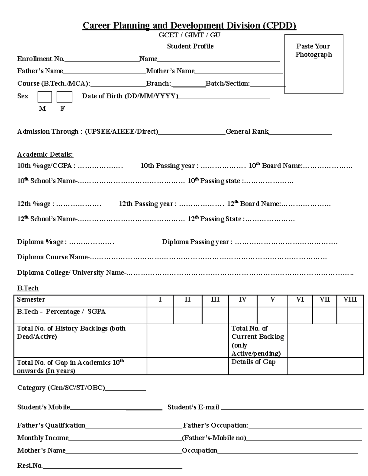 CPDD registration form- Career Planning and Development Division (CPDD ...