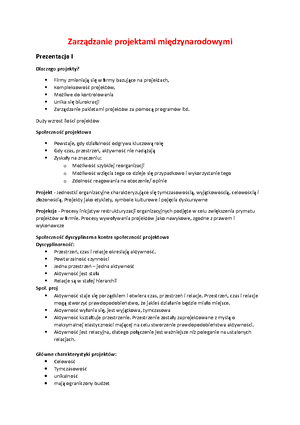 Modele prebiegu proojektów - Zarzadzanie Projektami - Studocu