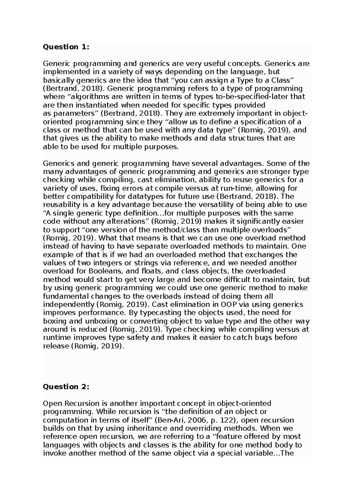 Discussion 6 2 Question 1 Generic Programming And Generics Are Very Useful Concepts Generics