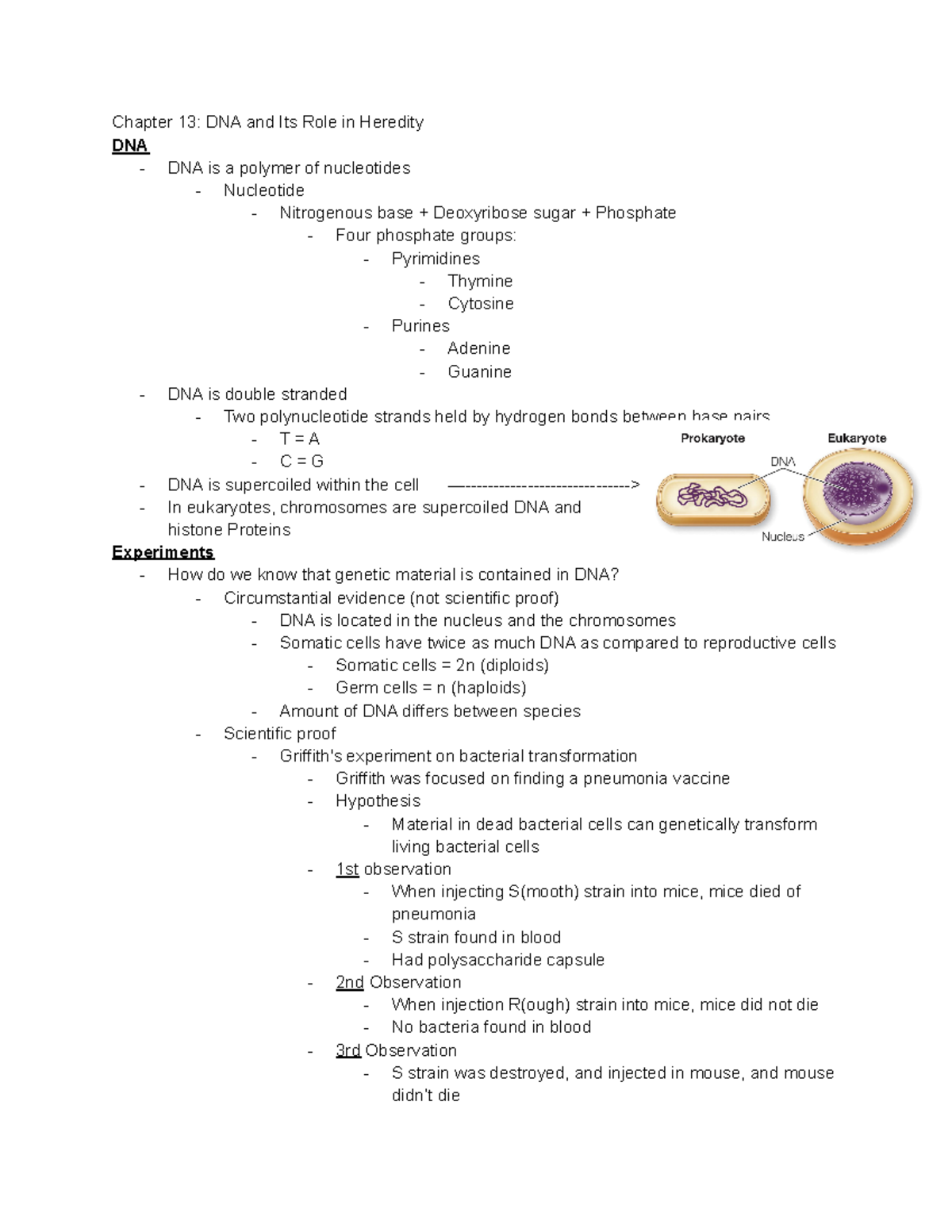 DNA and Its Role in Heredity - Studocu