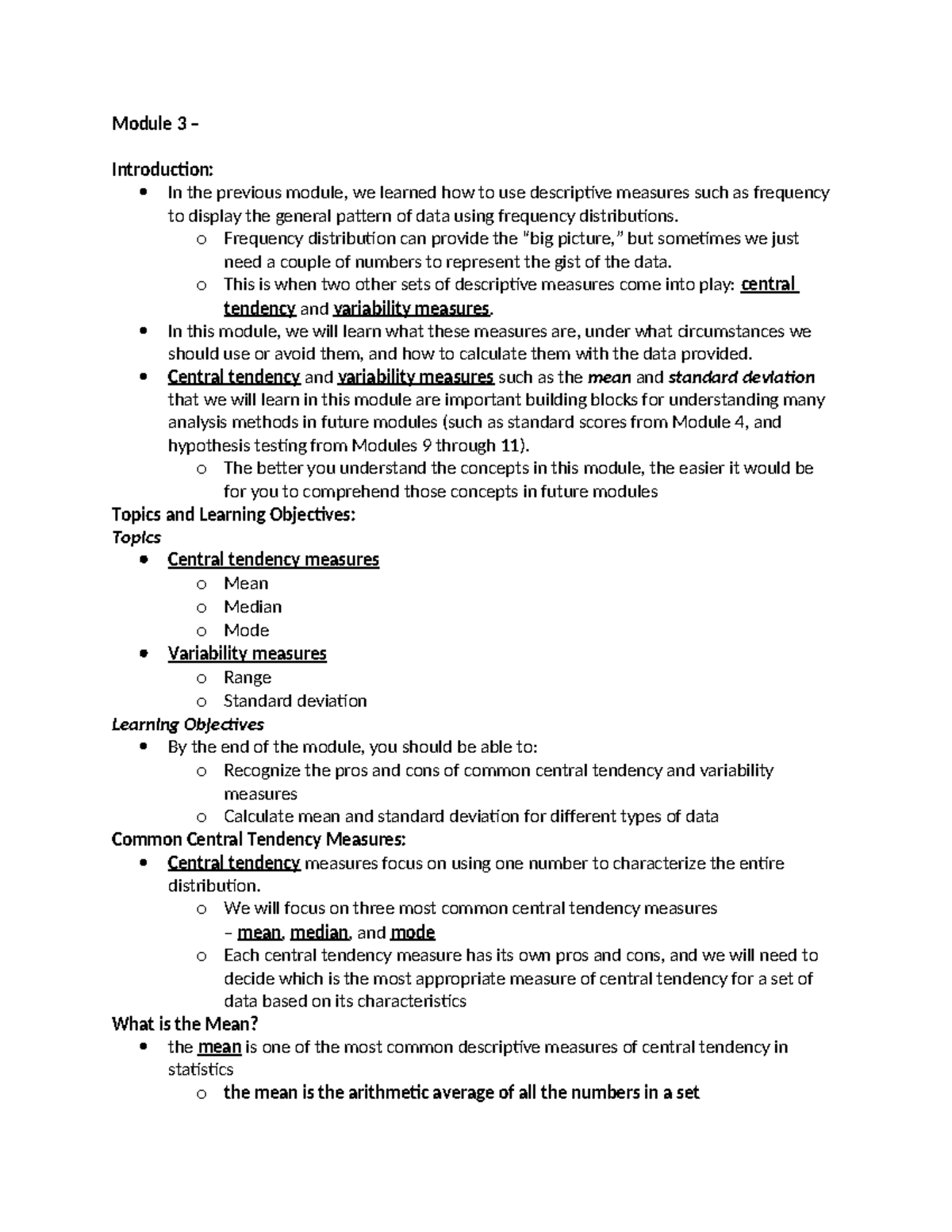 Module 3 - Module 3 – Introduction: In the previous module, we learned ...