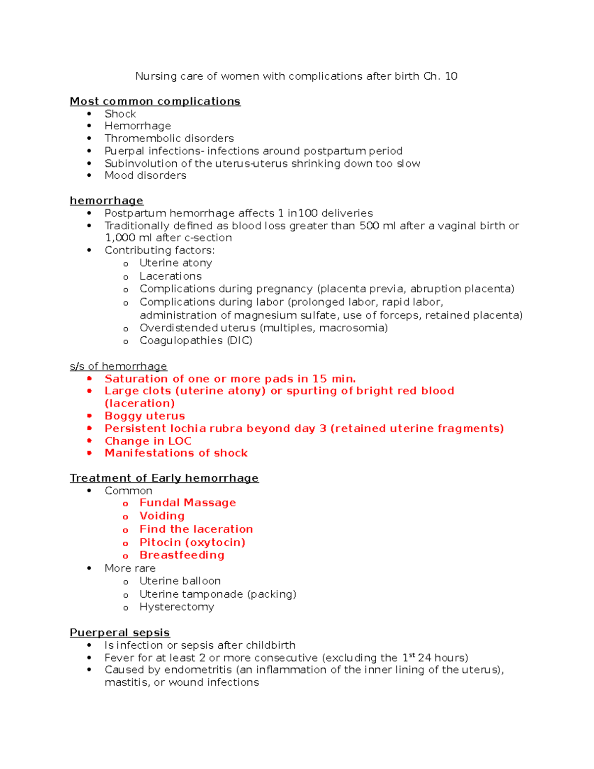 N 207 Ch 10 - Mother baby info - Nursing care of women with ...