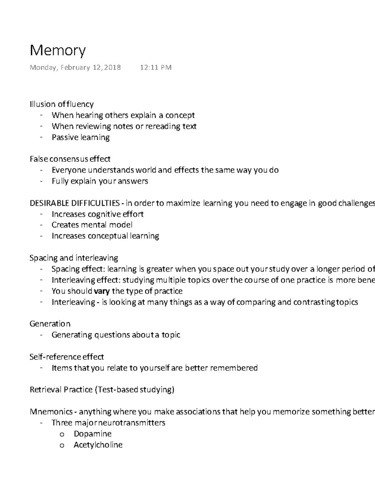 Memory - Lecture notes 20 - Memory Monday, February 12, 2018 12:11 PM ...