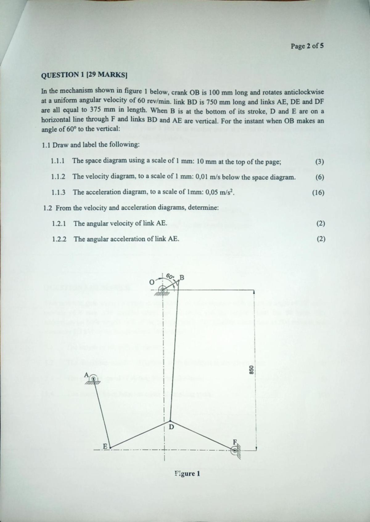 Main exam Mechanics semester 1 2024 - Page 2 of 5 QUESTION 1 In the ...