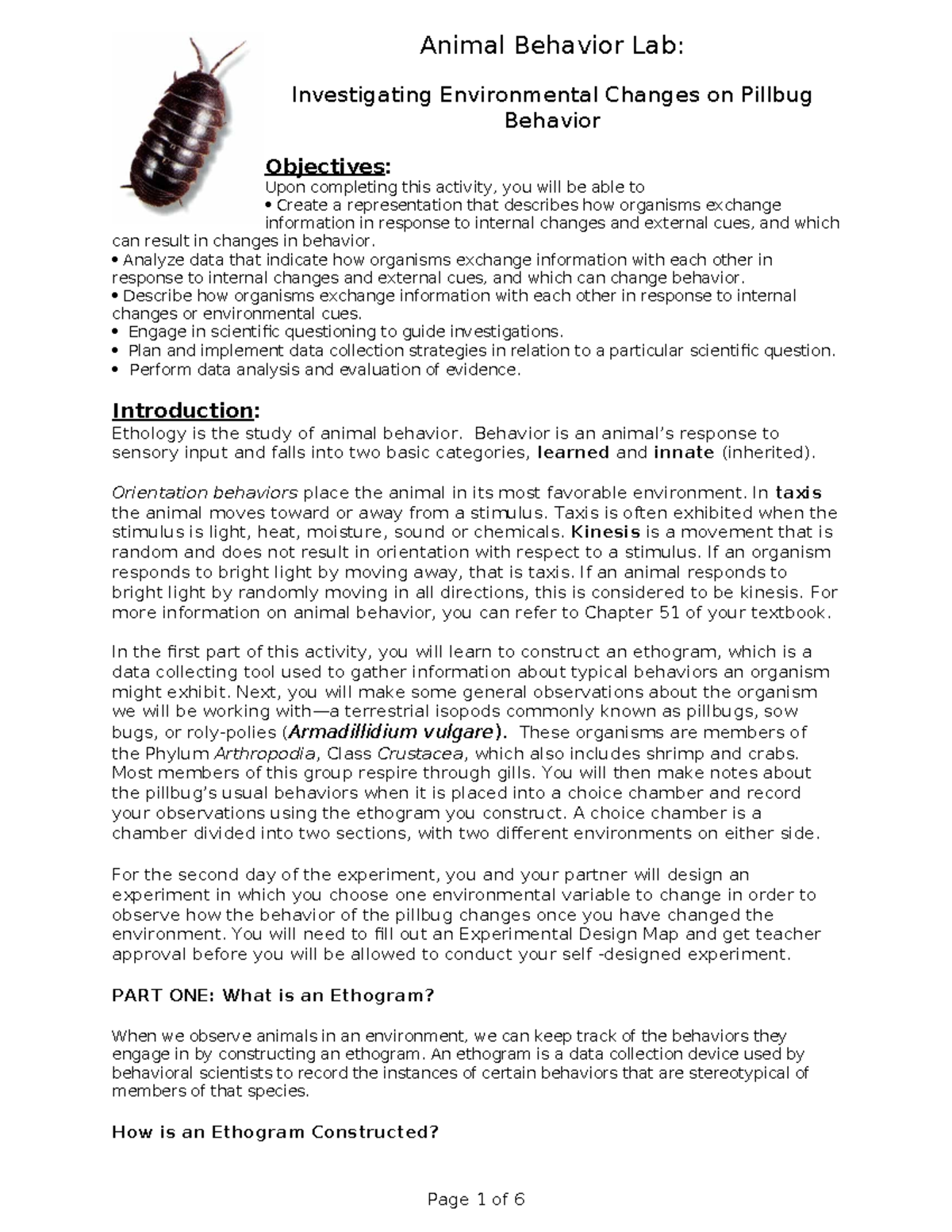 Animal behavior lab ap bio 2018 19 - Animal Behavior Lab: Investigating ...