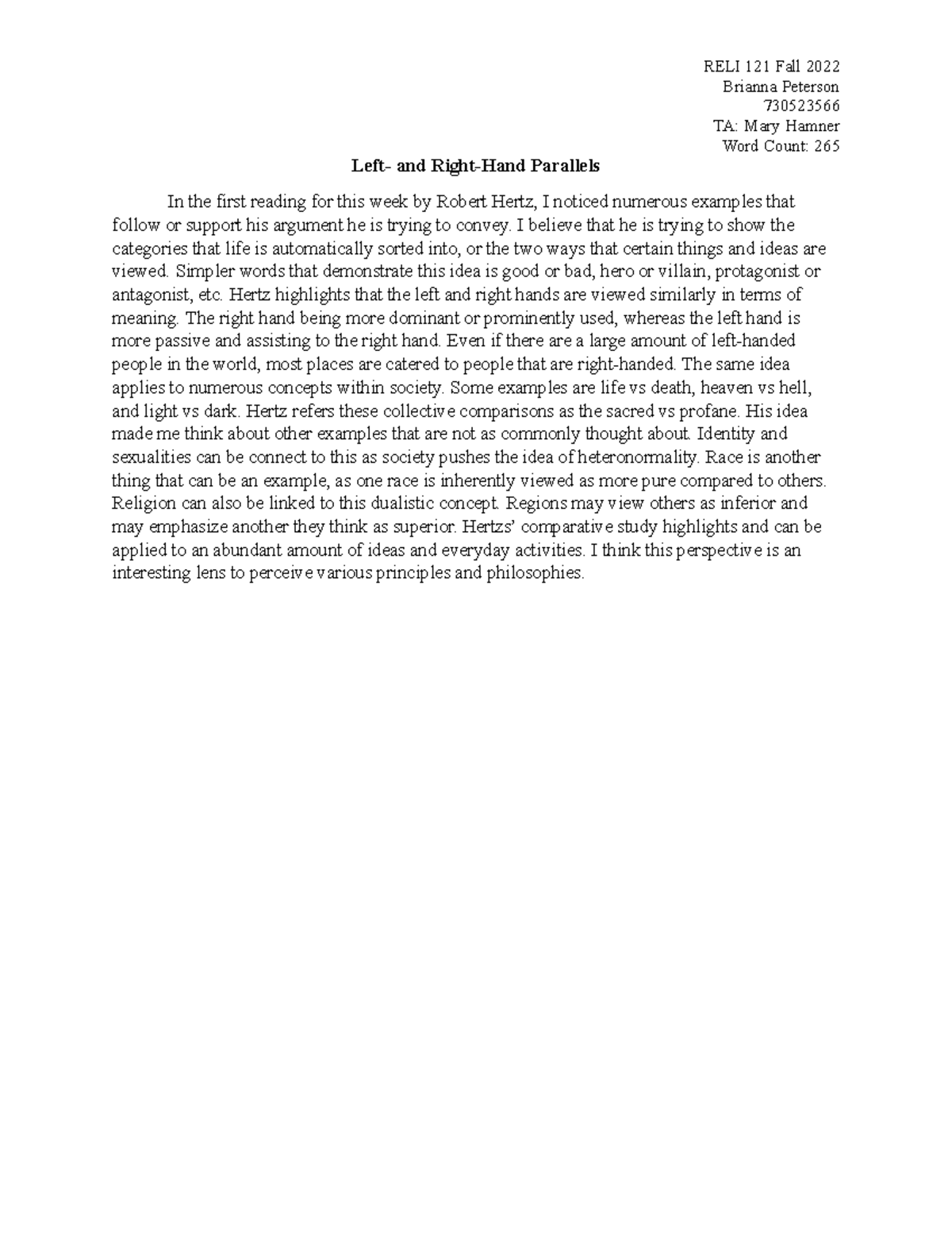 250 Word Response #4 - Here's my understanding for this author. Maybe ...