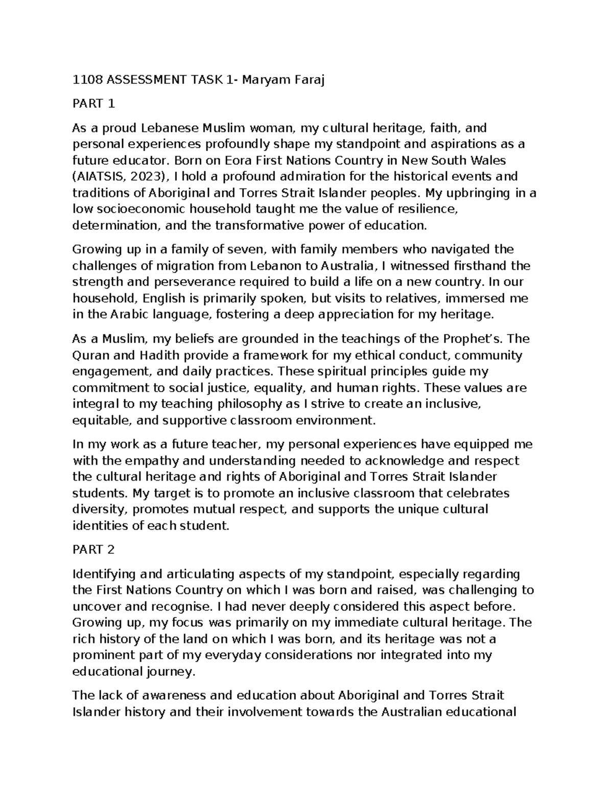 positionality and standpoint of aboriginal and indigenous perspectives ...