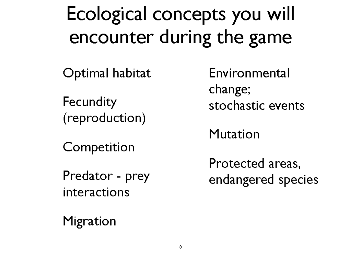 01 LSM1303 Practical 1b Extinction The Game of Ecology - short rules ...