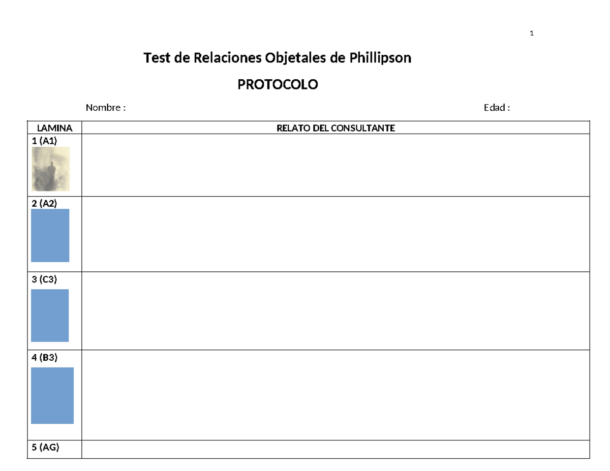 Protocolo TRO 2023 - Test de Relaciones Objetales de Phillipson ...
