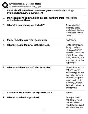 Intro to Environmental Studies (exam 1) - Studocu
