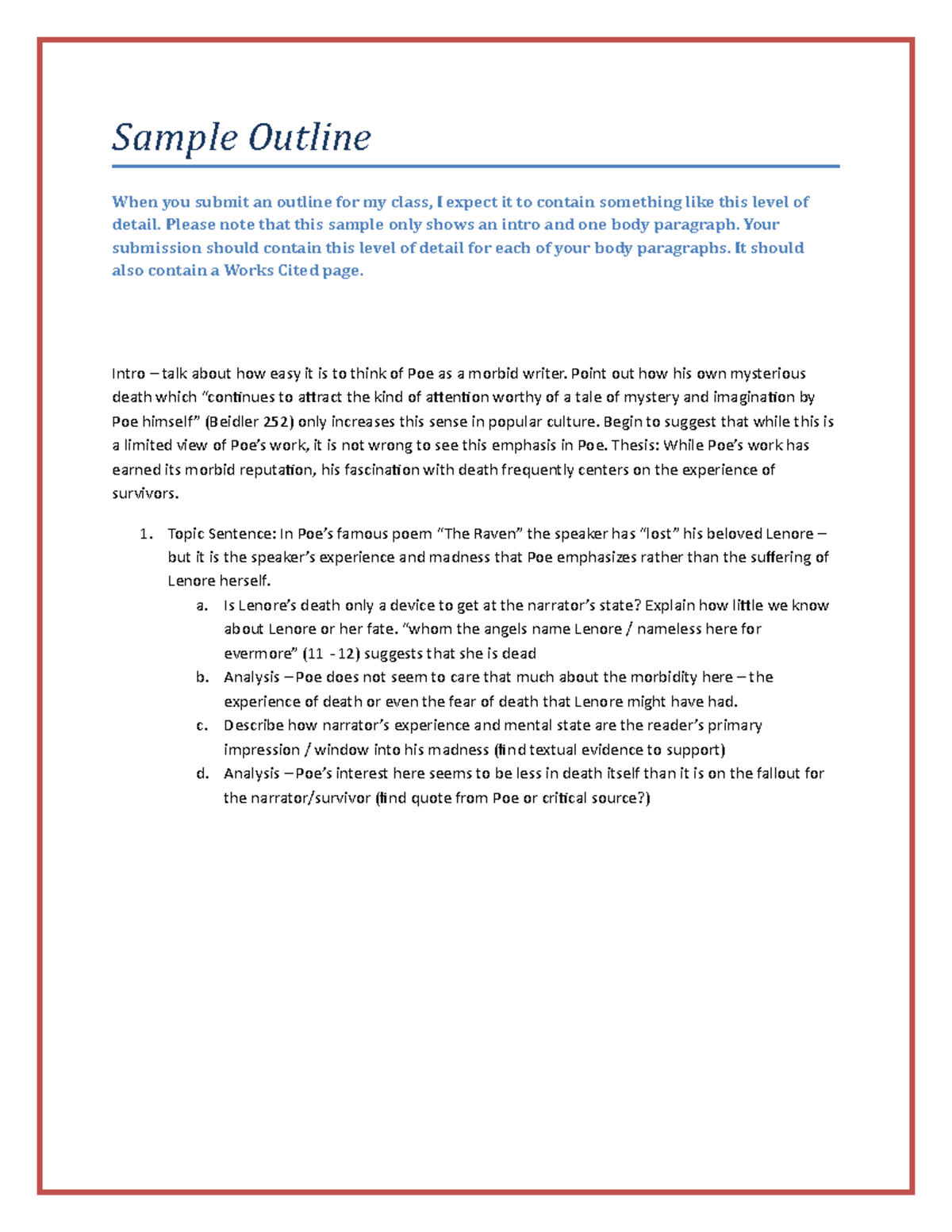 Sample-Outline - Sample outline - Sample Outline When you submit an ...