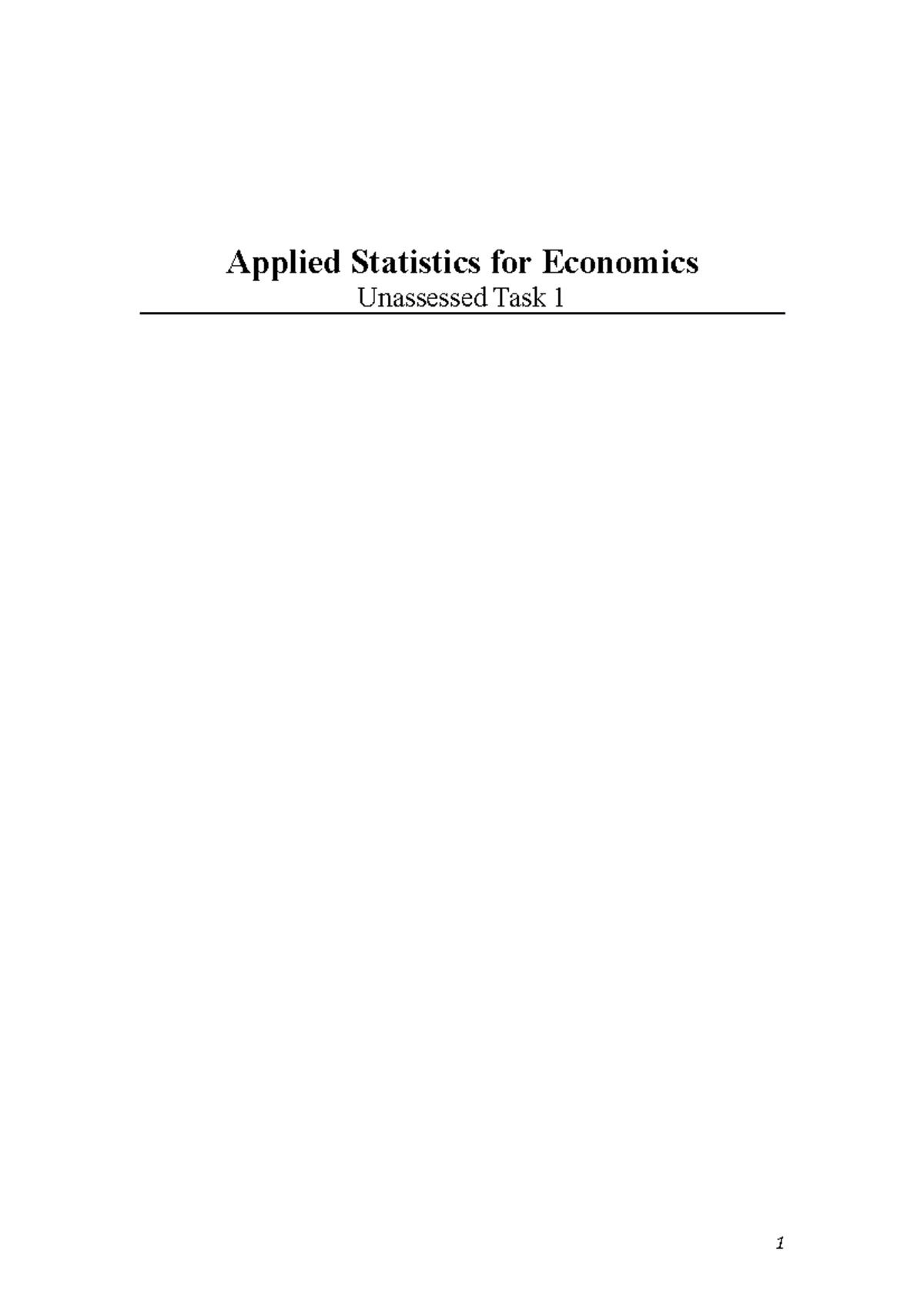 Seminar assignments - unassessed task 1 - Applied Statistics for ...