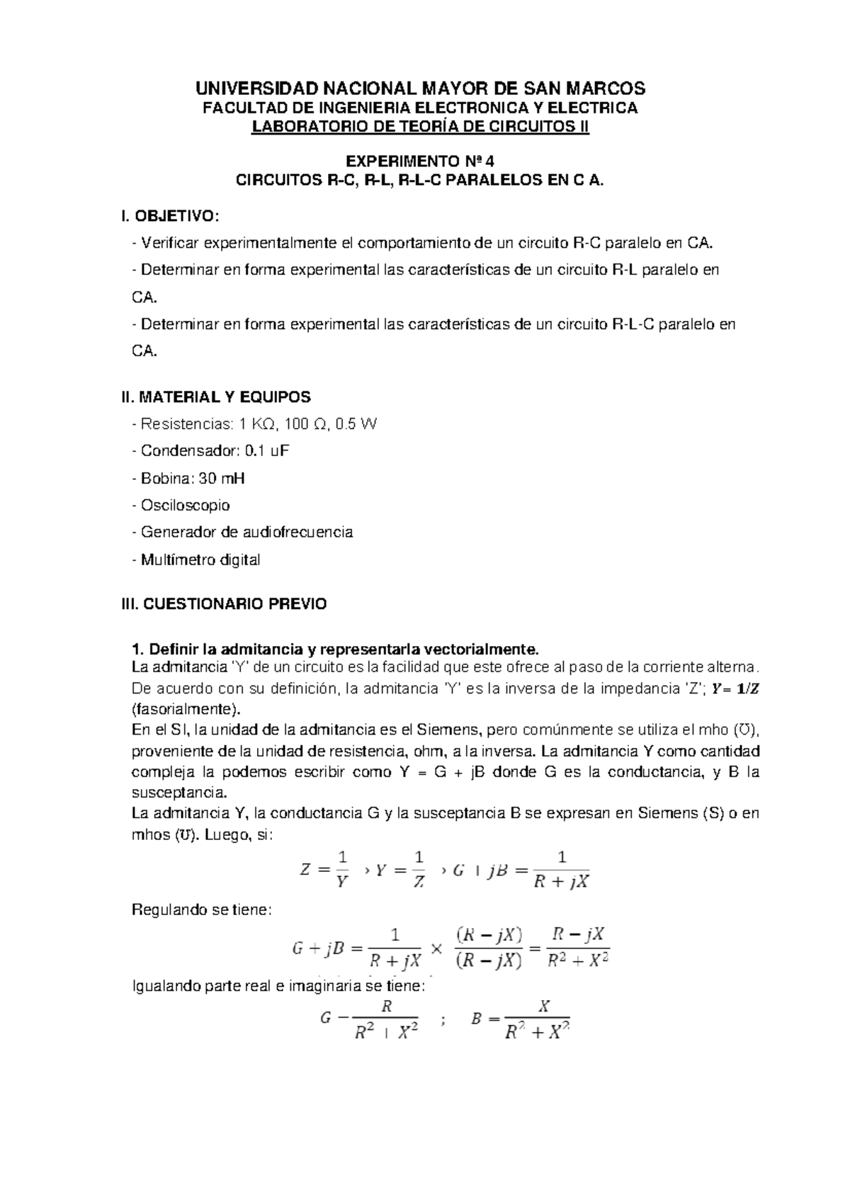 Laboratorio 4 - Informe previo - Circuitos Electricos II-2-6 - UNIVERSIDAD NACIONAL MAYOR DE SAN ...