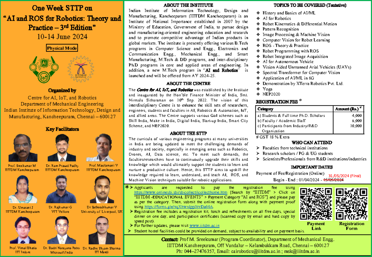 Brochure STTP on AI and ROS for Robotics June 2024 R1 - Applicants are ...