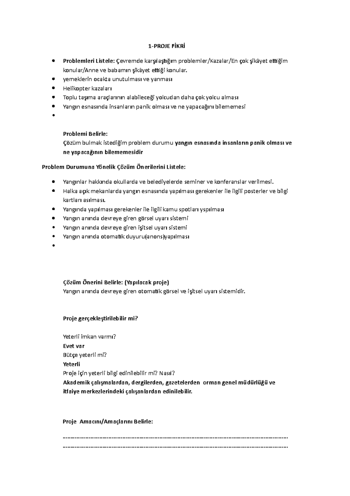 1-Proje Fikri yangın - dhsjd - 1-PROJE FİKRİ Problemleri Listele ...