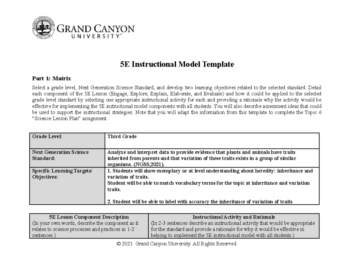 Inheritance and Variation of Traits - 5E Instructional Model Template ...