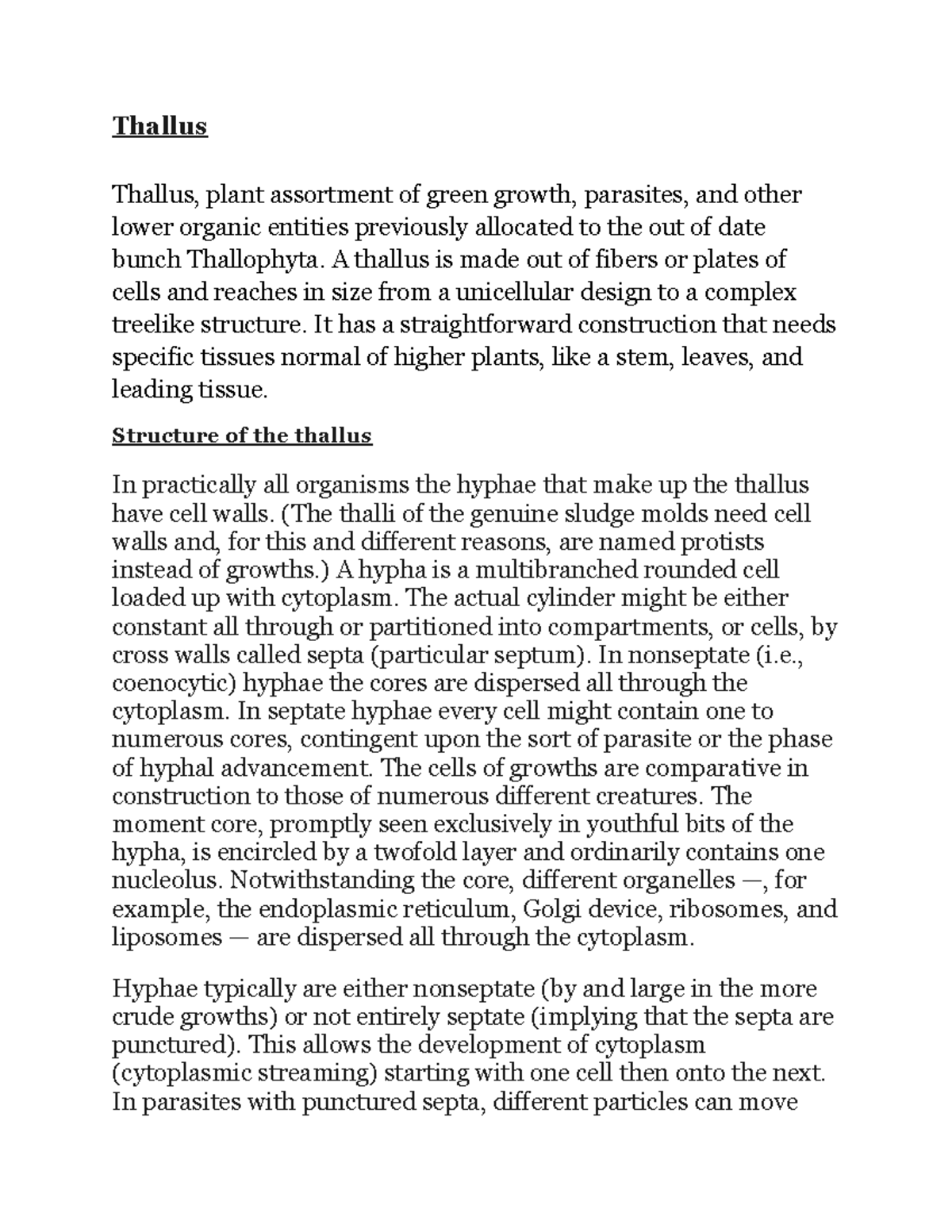 Thallus - Thallus Thallus, plant assortment of green growth, parasites ...