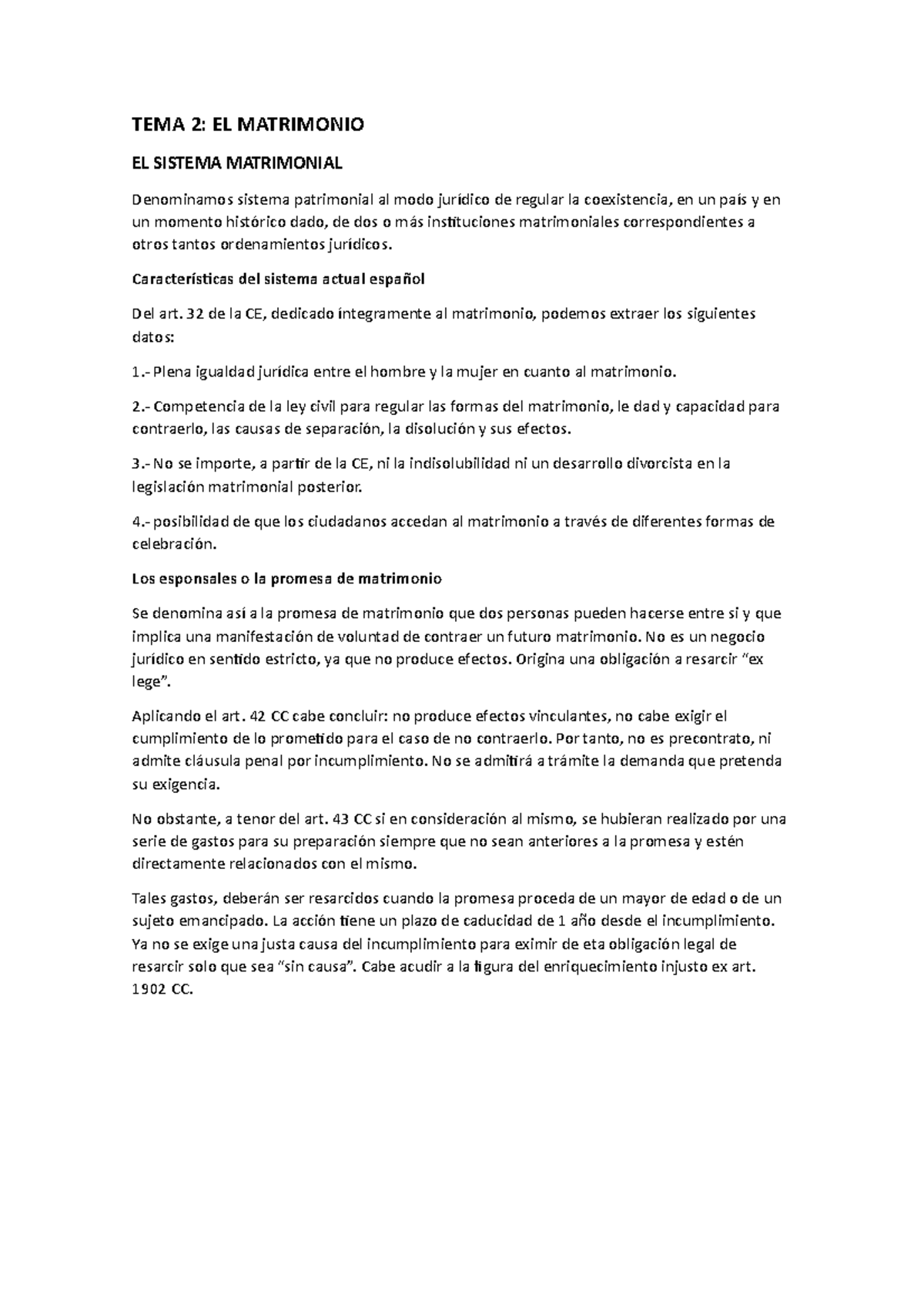 Tema 2 - derecho civil vi - TEMA 2: EL MATRIMONIO EL SISTEMA ...
