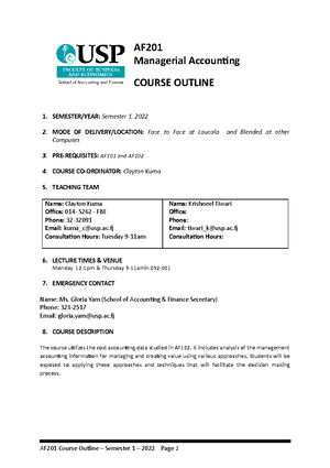 AF201 Reflective Summary 1 - Management accounting focuses on ...