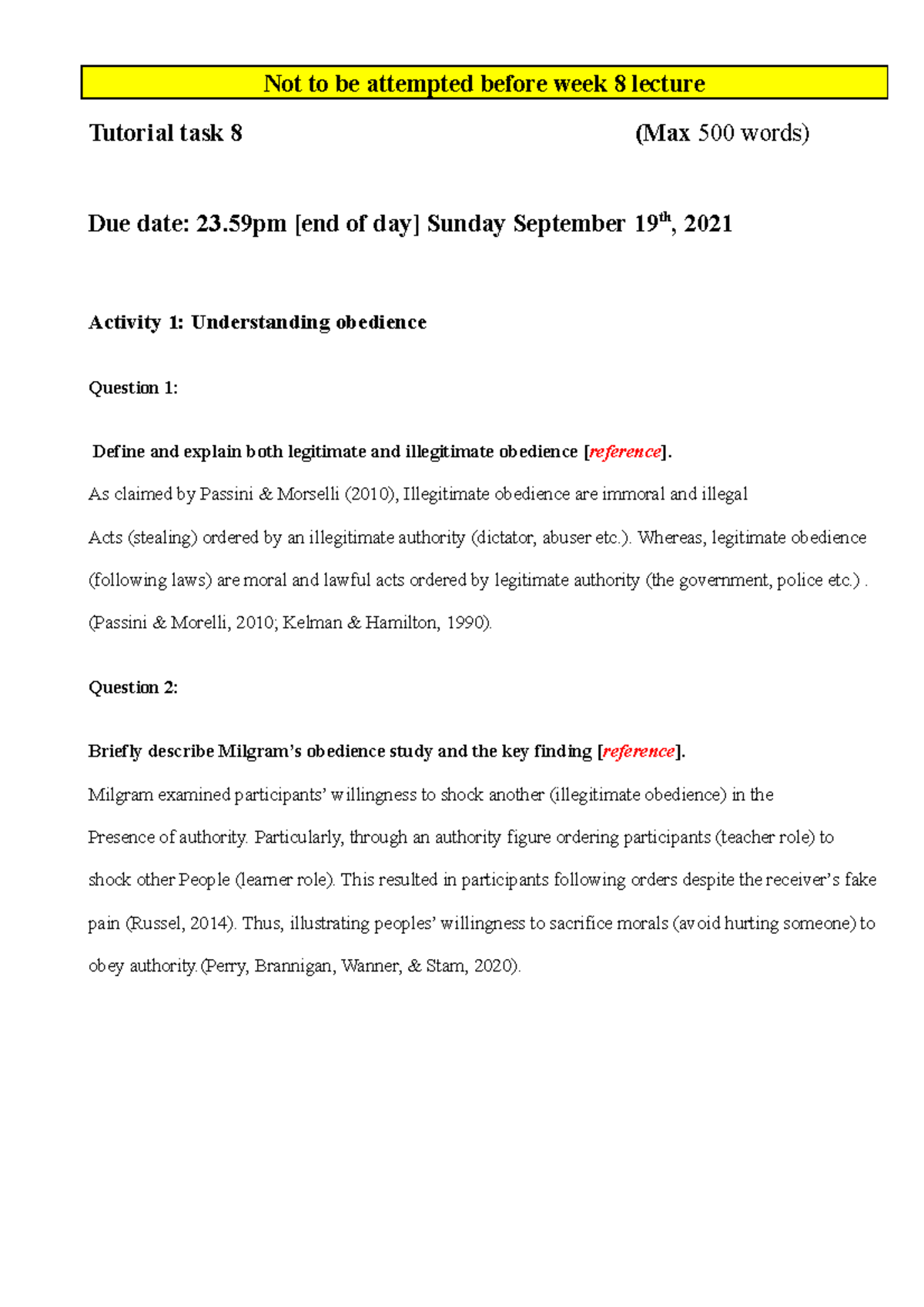 BESC1072 Tutorial task Week 8 2021-3 - Not to be attempted before week ...
