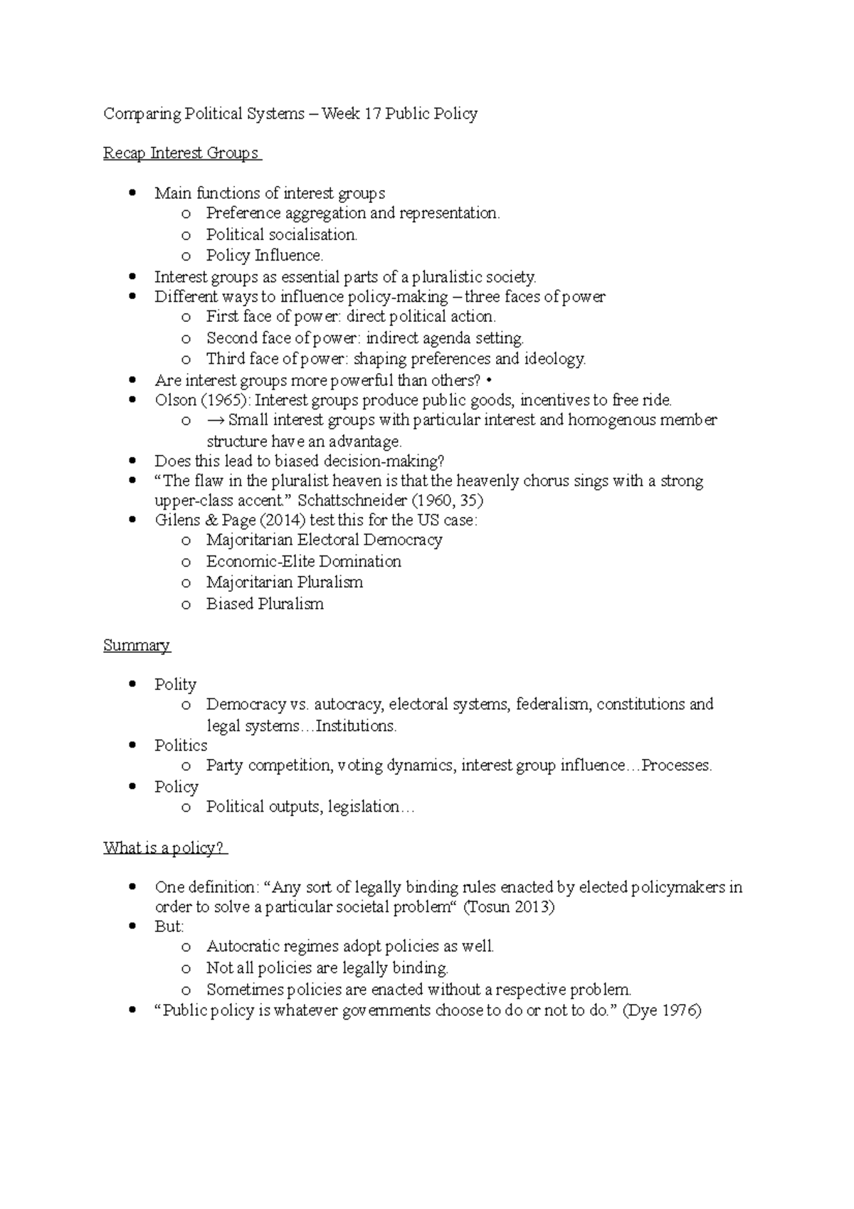 CPS Week 17 - Comparing Political Systems (4SSPP103) - Edit - Comparing ...