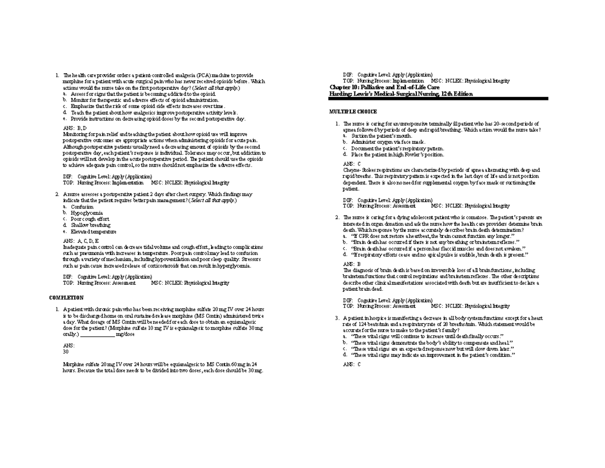 Ch 10 - Med-surg - 1. The health care provider orders a patient ...