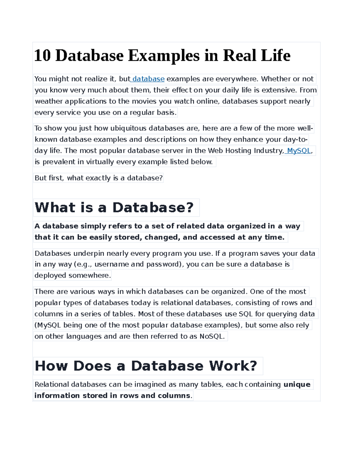 10 Uses of a Database - Great material. - 10 Database Examples in Real ...