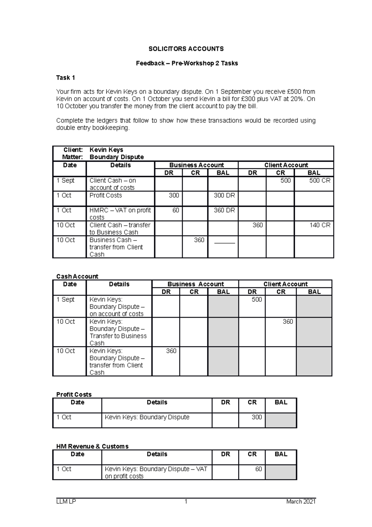 Feedback - Pre-Workshop 2 Tasks - SOLICITORS ACCOUNTS Feedback – Pre ...