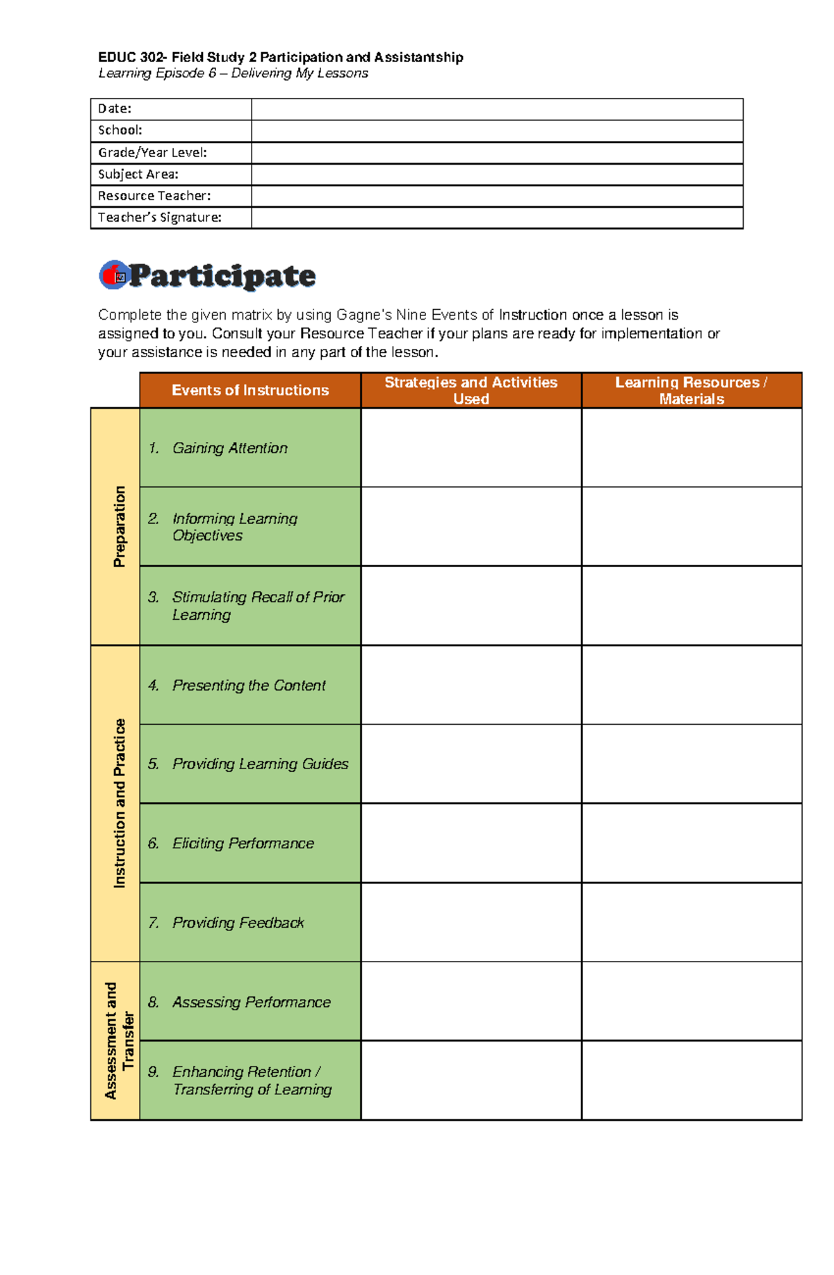 FS 2 LE 6 act1 - Field Study - Learning Episode 6 – Delivering My ...
