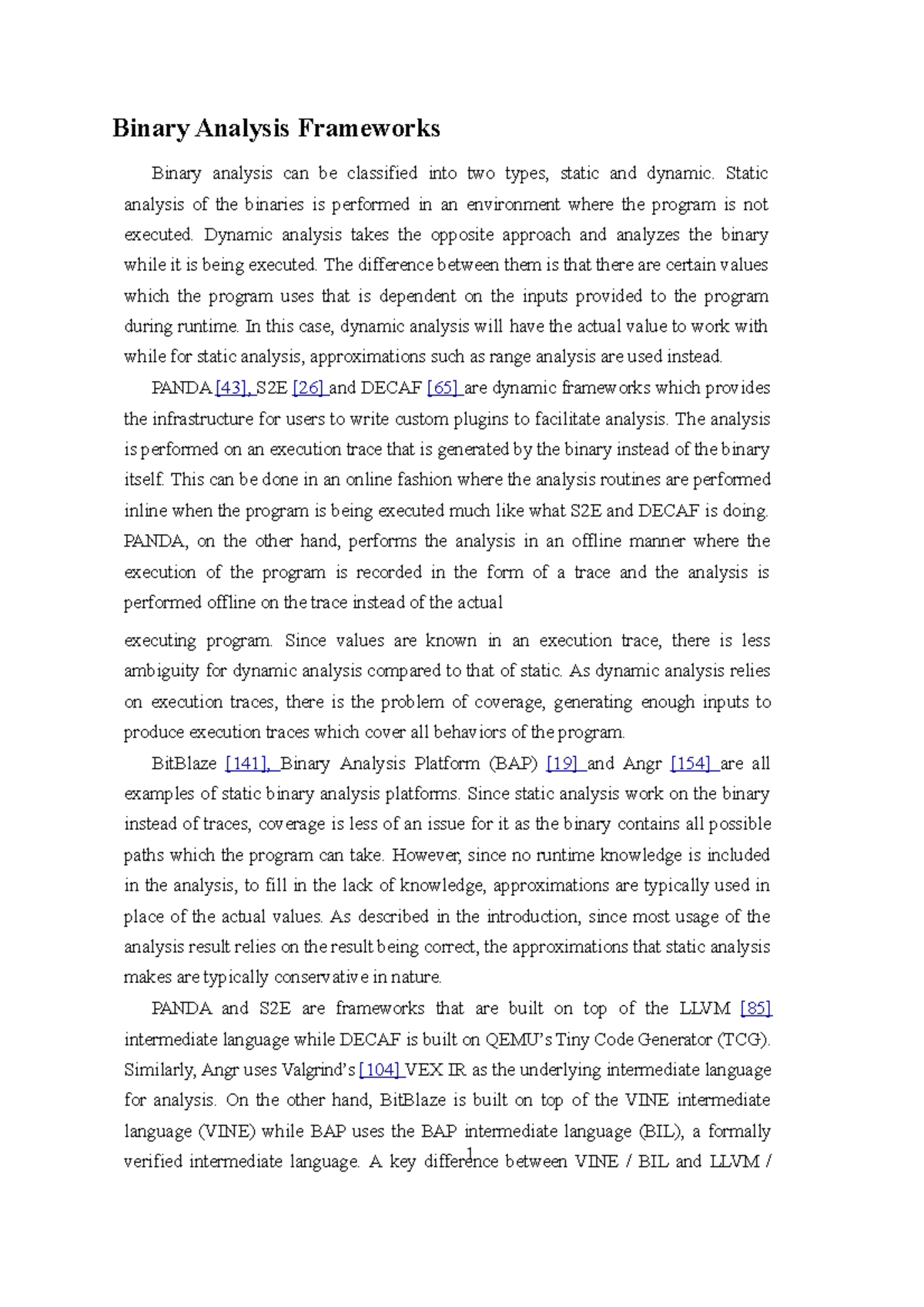 Binary Analysis Frameworks 1 Binary Analysis Frameworks Binary 9208