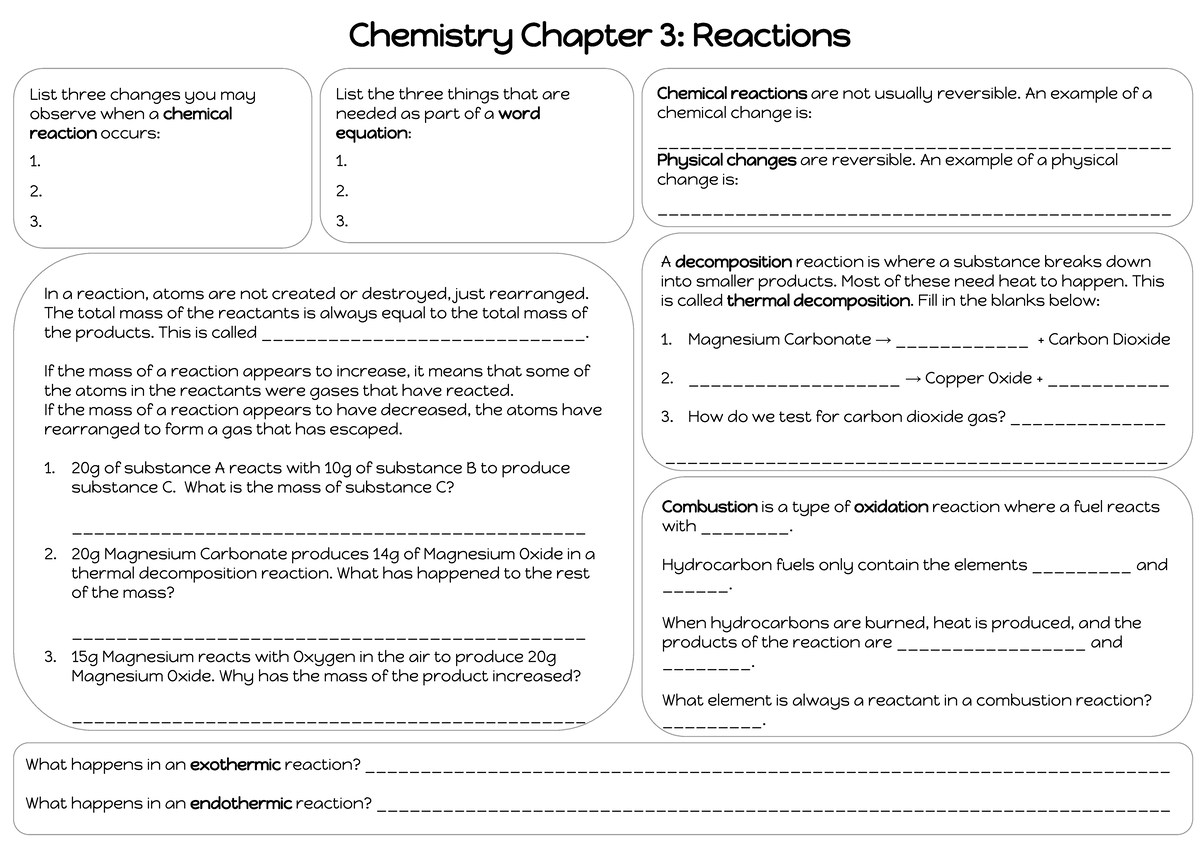 C1.3 Revision sheet - List three changes you may observe when a ...