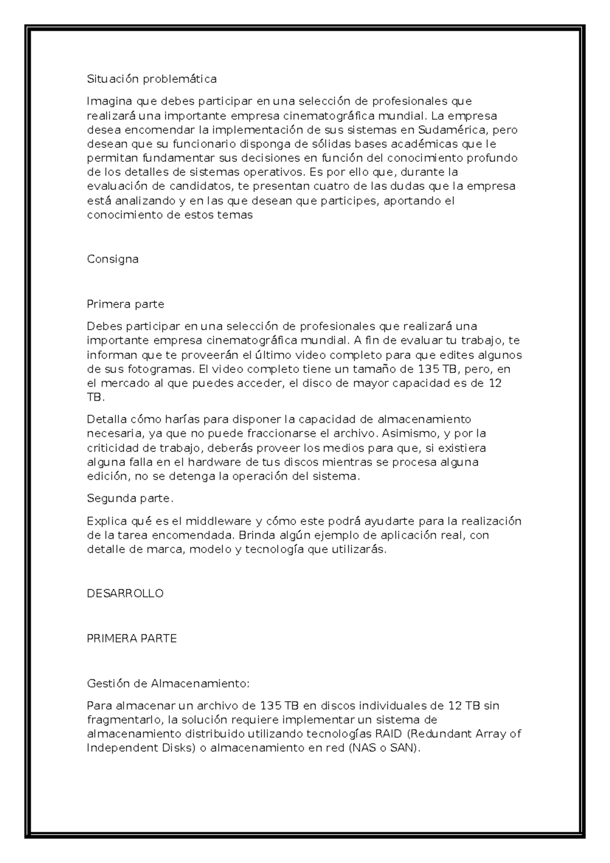 Sistemas Operativos TP-4 - Situación problemática Imagina que debes participar en una selección ...