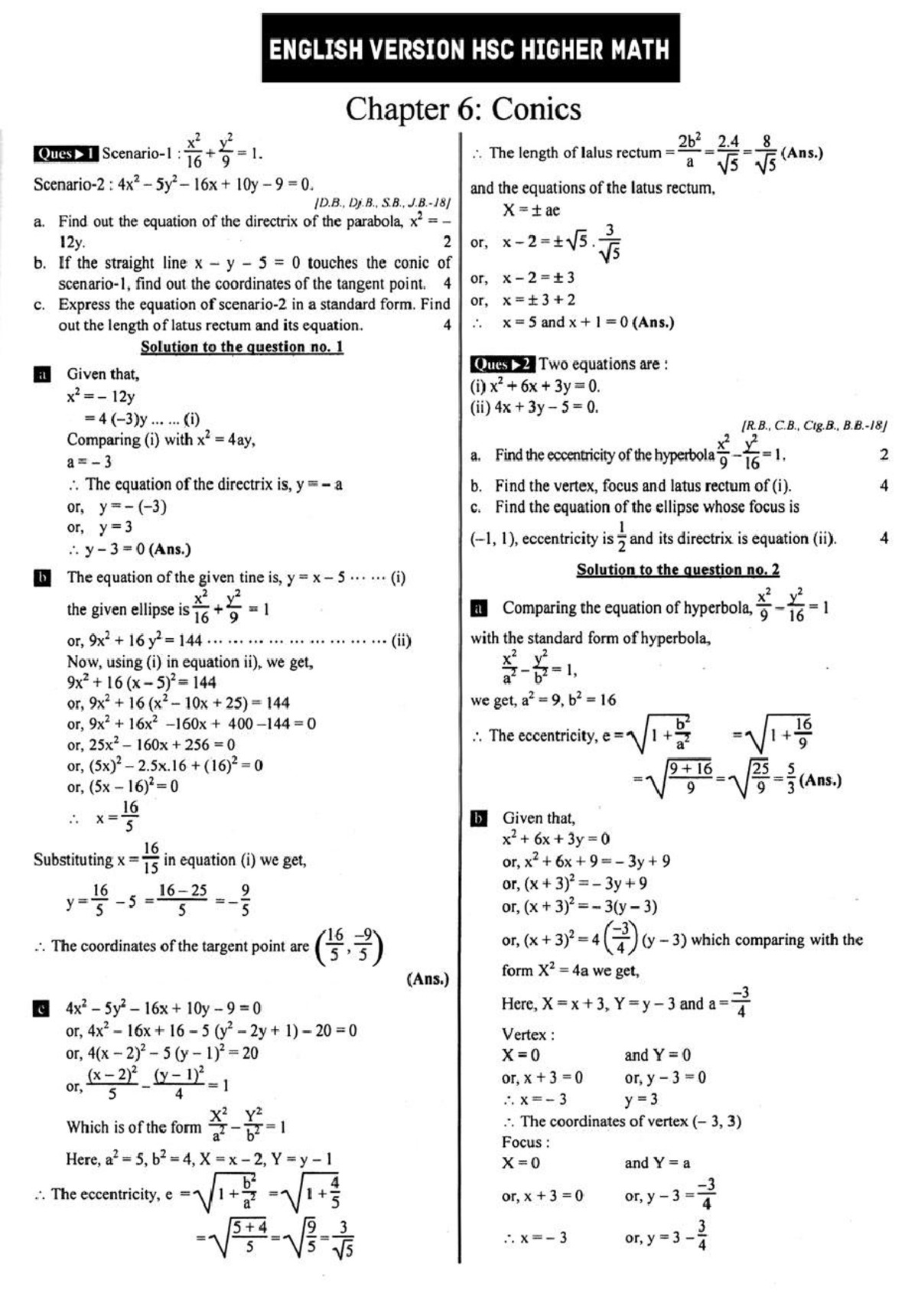 Conics - Mathematics - Studocu