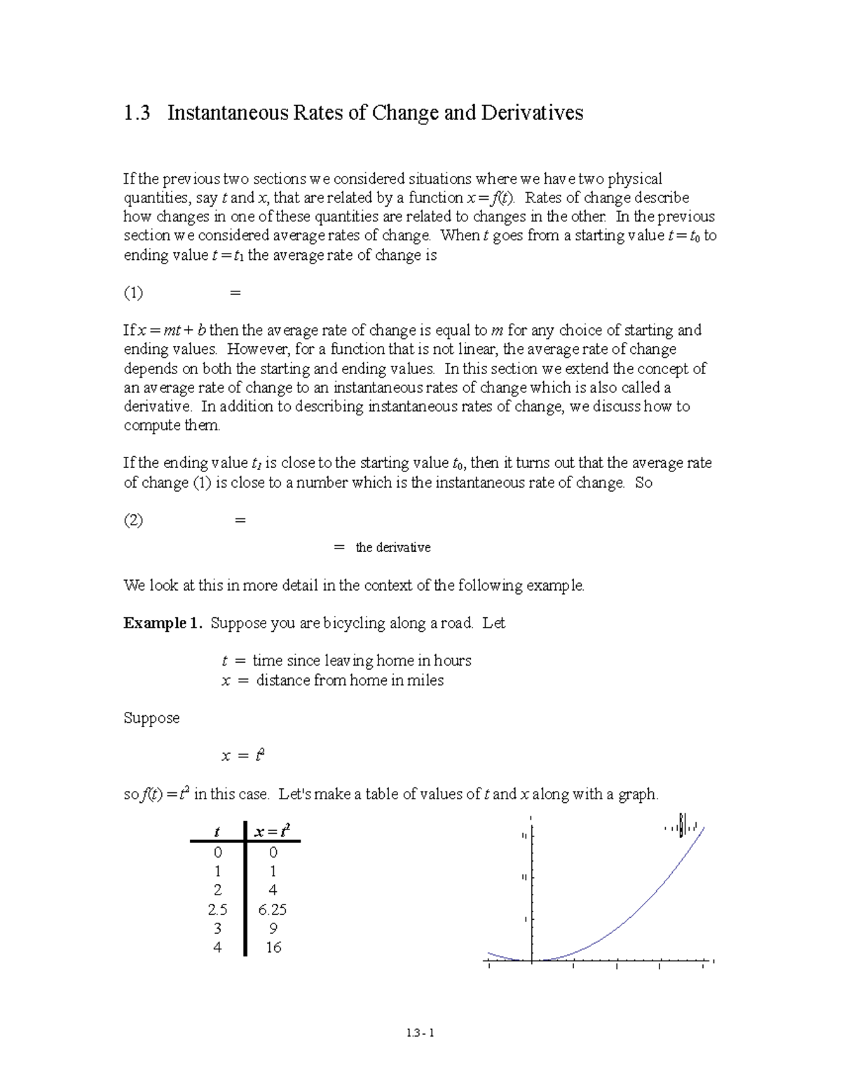 1.3 Instantaneous Rates of Change - ECON391 - UWaterloo - Studocu
