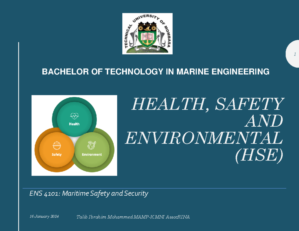 02 ENS 4101 Maritime Safety and Security - HSE - HEALTH, SAFETY AND ...
