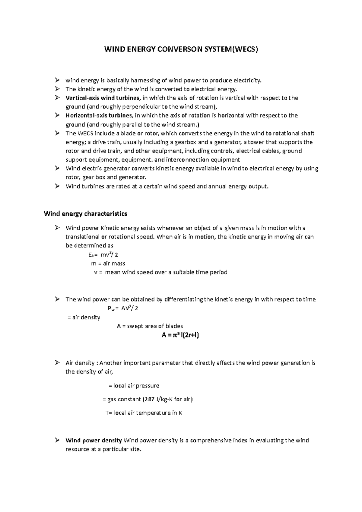 Wind energy - The kinetic energy of the wind is converted to electrical ...