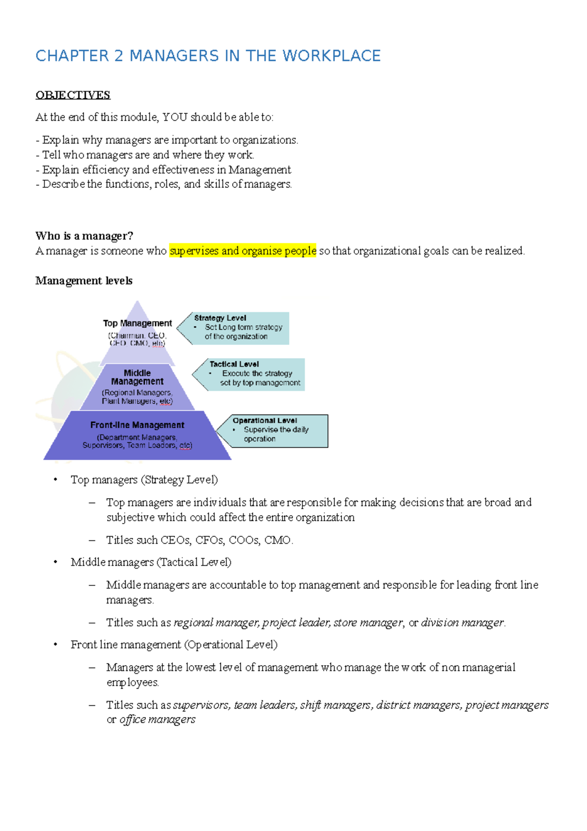 Chapter 2 - n/a - OBJECTIVES At the end of this module, YOU should be ...