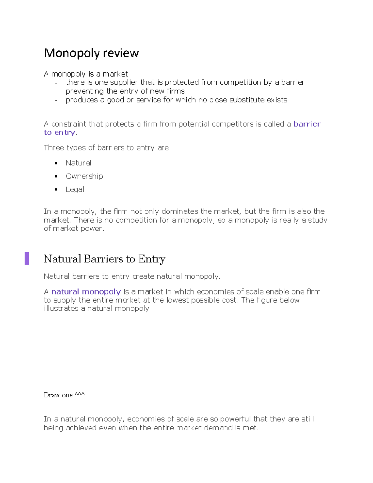 Monopoly review - Econ notes - Monopoly review A monopoly is a market ...