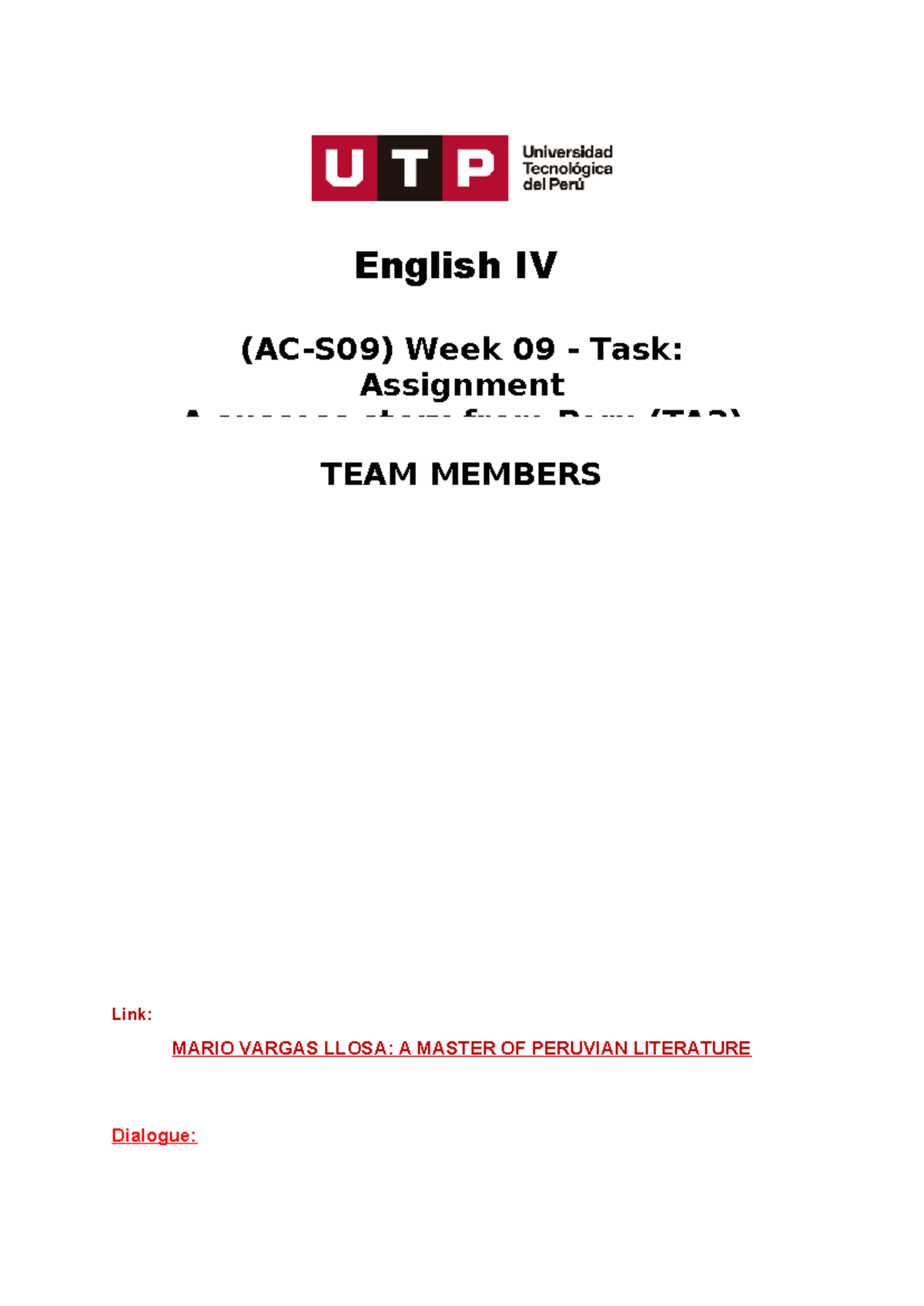 (AC-S08) Week 08 - Task Assignment - Have you ever (PA) - Link: MARIO VARGAS LLOSA: A MASTER OF ...
