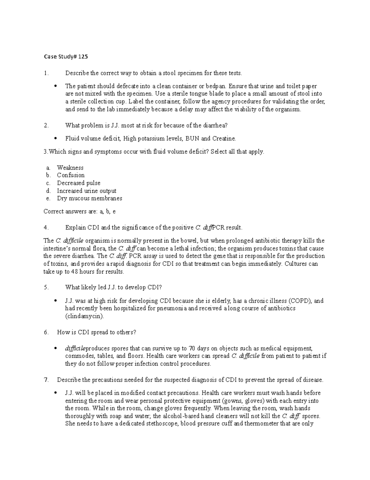 Case Study 125 lecture assignment thx - Case Study# 125 Describe the ...