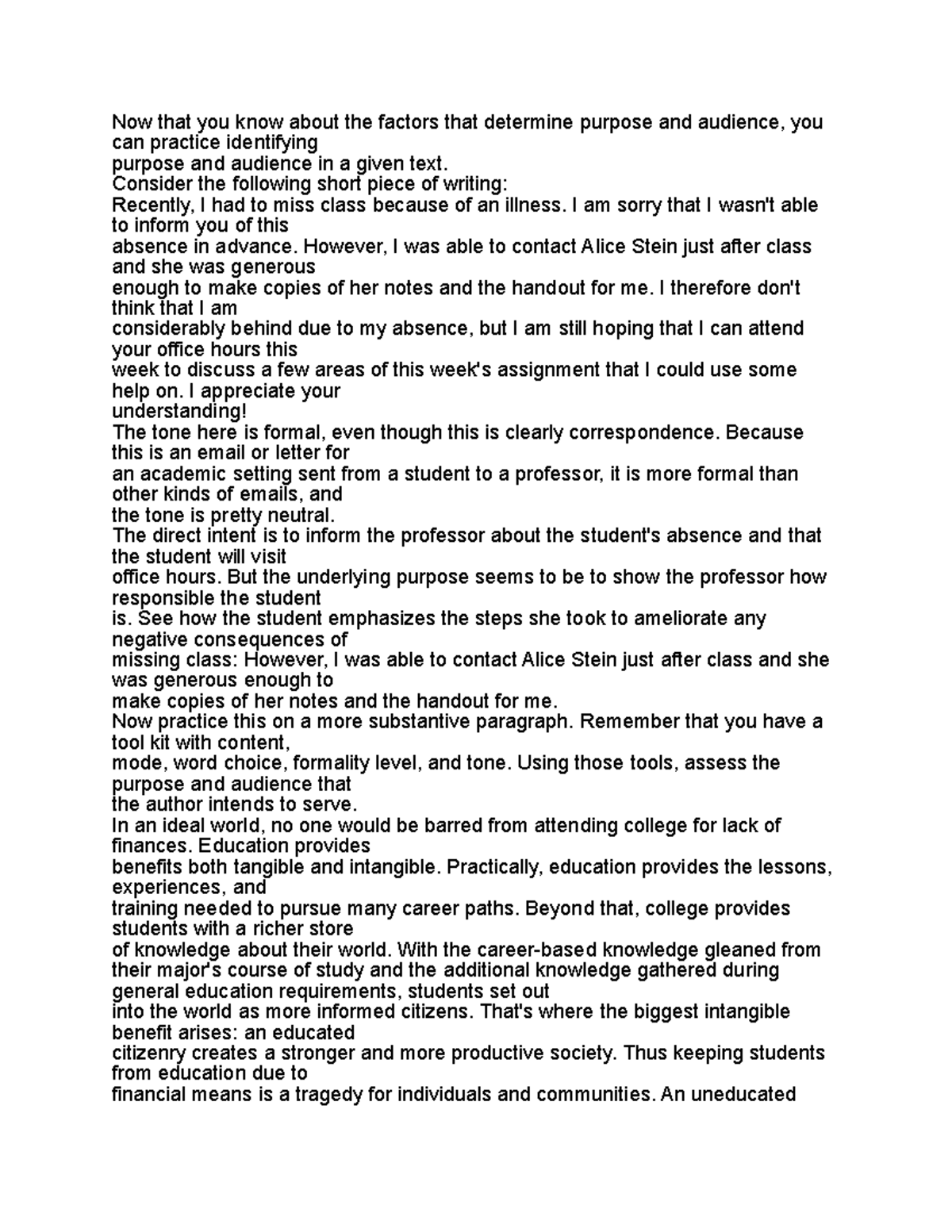 Purpose and audience - Composition I - Now that you know about the ...