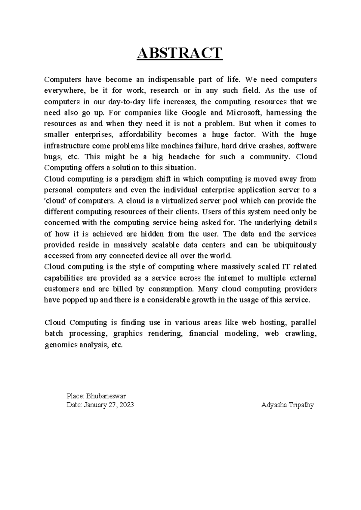 Abstractcc - random forest - ABSTRACT Computers have become an ...