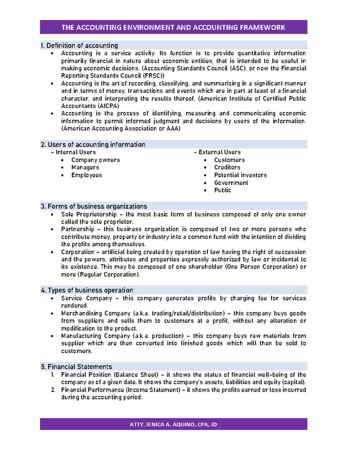 The accounting environment and accounting framework - THE ACCOUNTING ...