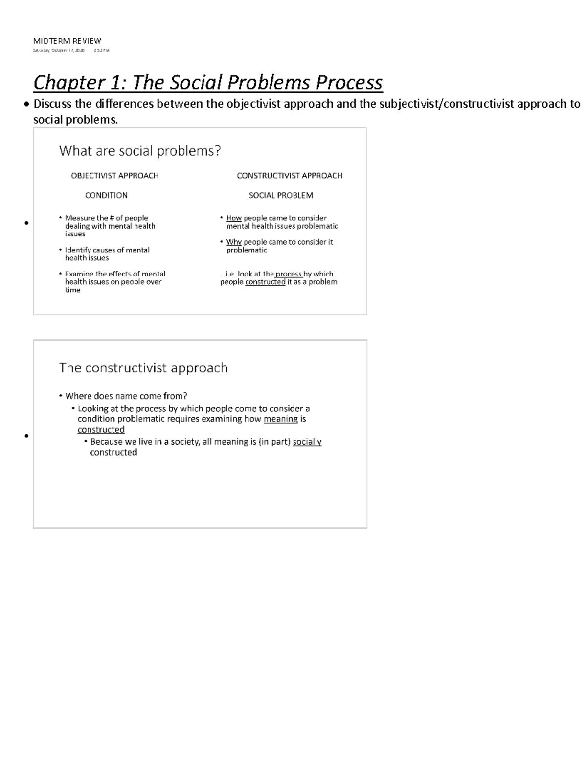 Social Issues Midterm Review - Chapter 1: The Social Problems Process ...