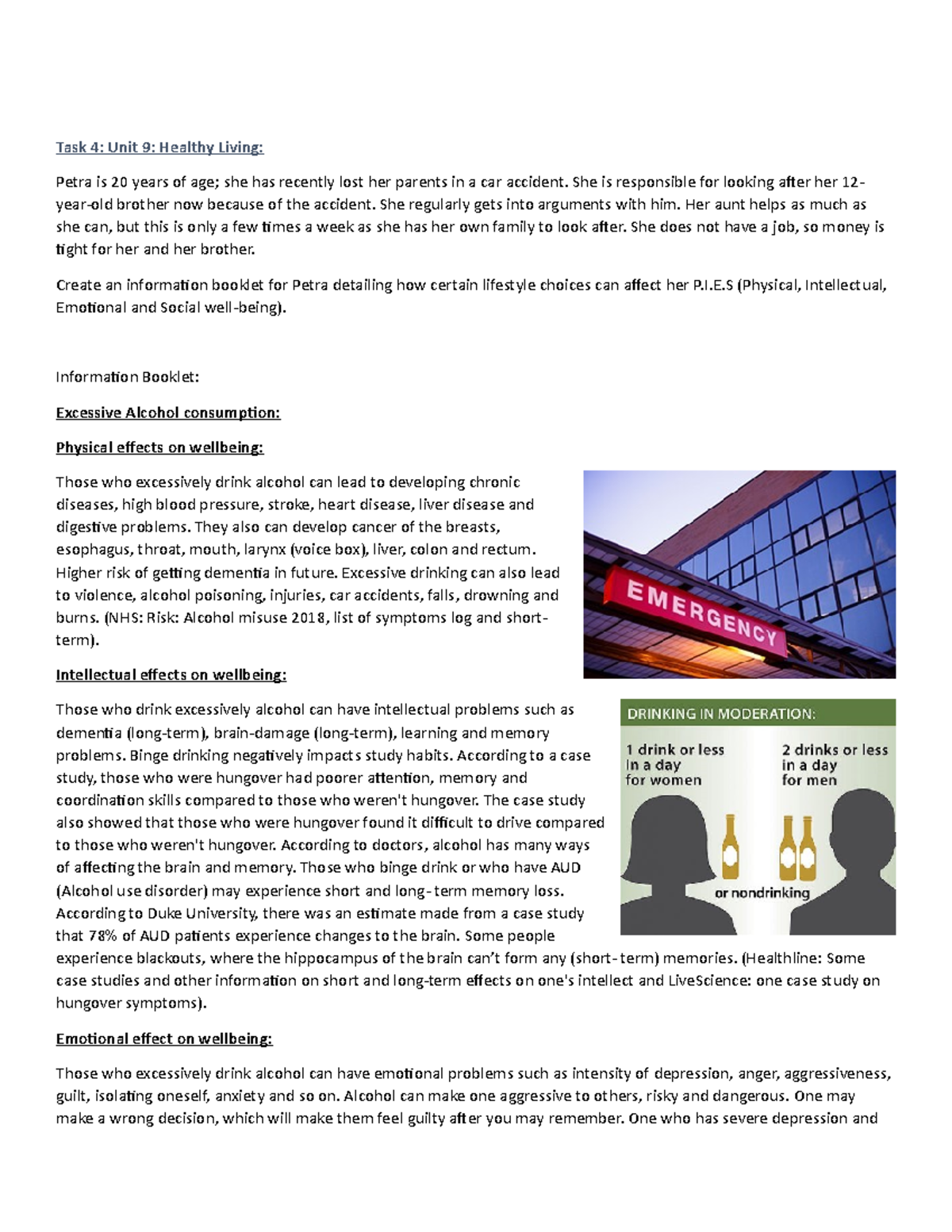 Task 4 completed - Health and Social Care- Level Two: Unit 9- Task 4 ...