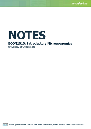 ECON1010 Introductory Microeconomics Cheatsheet - ECON1010: I ntroductory Microeconomics ...