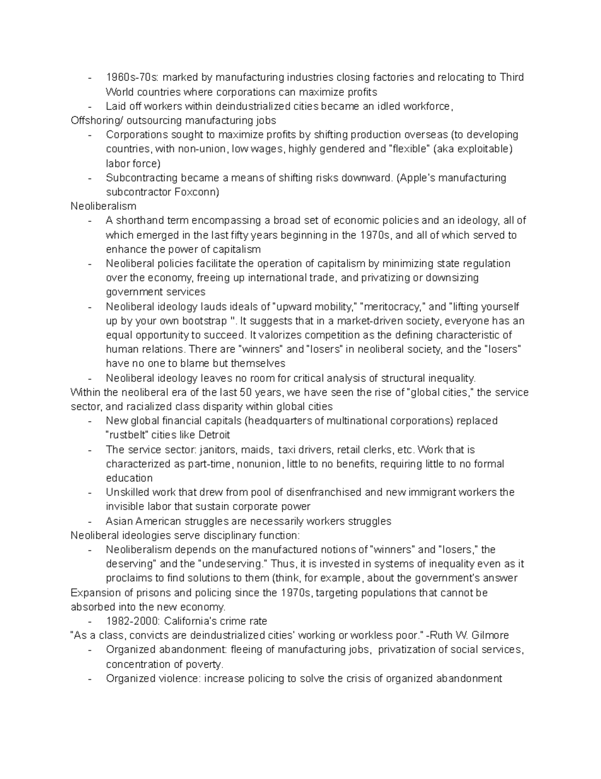 Hild 7b Lecture Notes 21-23 - 1960s-70s: marked by manufacturing ...