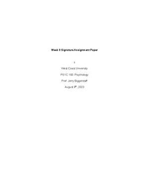 PSYC 160 final signature assignment - The field of psychology ...