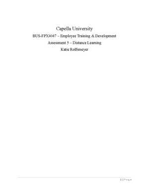 Week 4 Assignement 1 BUS4047 - (U04A1) Training and Development Information Sources Emmer ...